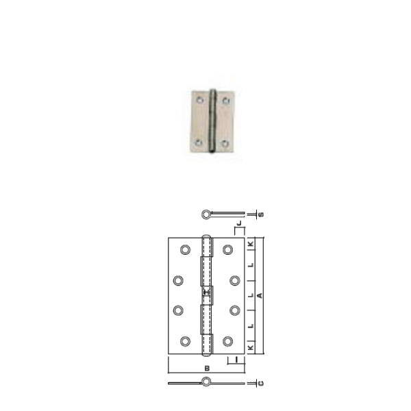 寸法A(mm)：51 寸法B(mm)：32 寸法C(mm)：0.8 寸法H(mm)：3 寸法K(mm)：7.6 寸法L(mm)：35.6 寸法J(mm)：6 寸法I(mm)：- 寸法S(mm)：3 穴数：4 木ねじ：呼径2.4mm×長さ13...