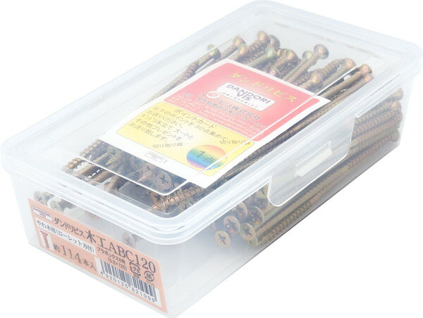 ラッパ頭で木材に食い込みづらく、やわ木の施工に向いています。 容器サイズ（mm）：W108×D200×H55 重量（g）：1100関連商品 ●ダンドリビス 木工ABC 十字穴 クロメート サイズ41 4360本入 徳用箱 V-MAB041-...