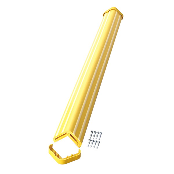 二層構造で衝撃を和らげます 蓄光ライン付きで停電時も安心。 取付面とカバーが一体開閉式で取付簡単です。 材質：エラストマー樹脂。 サイズ：72.5×74.5×1000mm。 付属品：両端用キャップ2個、取付用ビス8本。 注意事項 プラグ・ド...