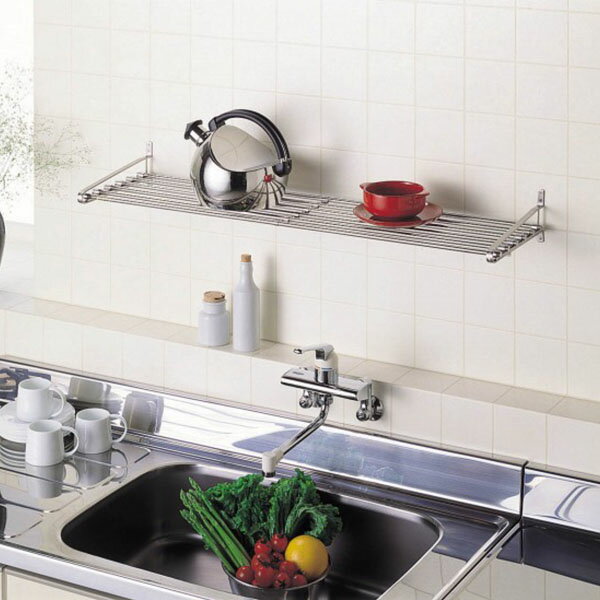 サイズ：250×100×1200mm 耐荷重：8kg 材質：パイプ（9.5mmΦ）・プラケット・受/18-8ステンレス（SUS304） 　　　※特注サイズの制作も致します。 取り付け簡単、便利なオールステンレスのパイプ棚です。 ちょっとした...