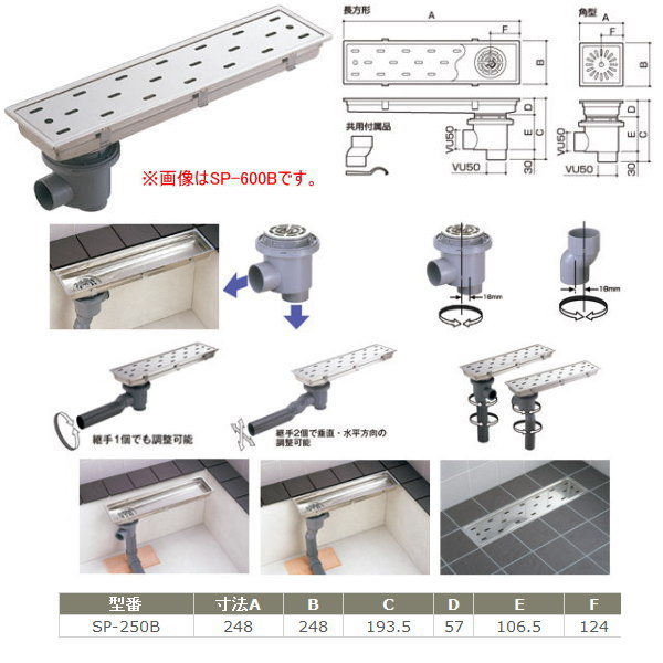 ●本体を取り付けた後でも。タイルとの目地合わせが簡単にできます。立ち上げた排水管の中心とタイルの中心とのズレが、36mm以内なら調整可能です。 ●タテ・ヨコどちらの方向にでも排水できます。封水は50mmあります。 ●偏心トラップならヨコ排水...