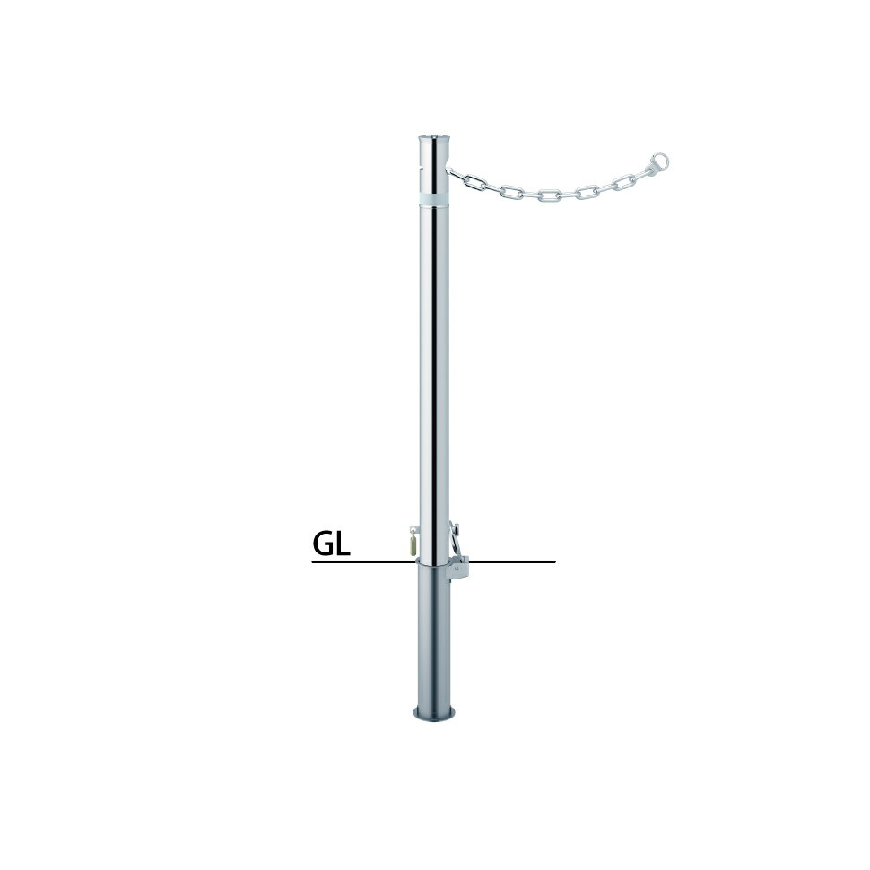 品名:リフター差込式カギ付 施工タイプ:差込式カギ付 材質:ステンレス 仕様:クサリ内蔵(1.5m),南京錠25mm付　反射テープ付 サイズ:φ48.6(t1.5) H700 重量:約3.5kg 仕上げ/カラー:#400 備考:●こちらの商...