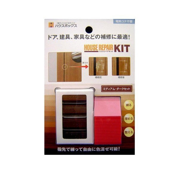 木部の床・家具のキズ隠し・補修にお得なベストセラーセット おうちのドアや建具などのへこみキズなどに 必要な量をカットし、色を混ぜて練って作り、補修したい箇所に埋め込んで 不要な分をヘラ（スクレーパー）で削って成形！ 初心者の方でも気軽に、時...