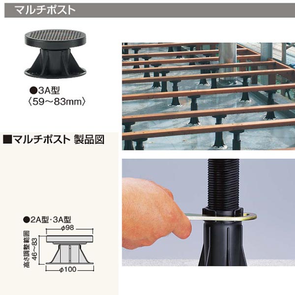 屋外という過酷な自然環境での使用に耐える、安心の耐候性樹脂製束柱。 ●オール樹脂化で高耐水性を実現し、腐朽はありません。 ●屋外使用を考慮、長期間設計圧縮耐荷重を維持できる耐候性樹脂製です。 ●リサイクルし易い設計です。 ●天面の樹脂台板が...