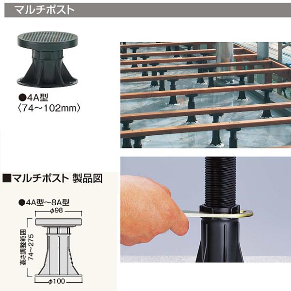 屋外という過酷な自然環境での使用に耐える、安心の耐候性樹脂製束柱。 ●オール樹脂化で高耐水性を実現し、腐朽はありません。 ●屋外使用を考慮、長期間設計圧縮耐荷重を維持できる耐候性樹脂製です。 ●リサイクルし易い設計です。 ●天面の樹脂台板が...