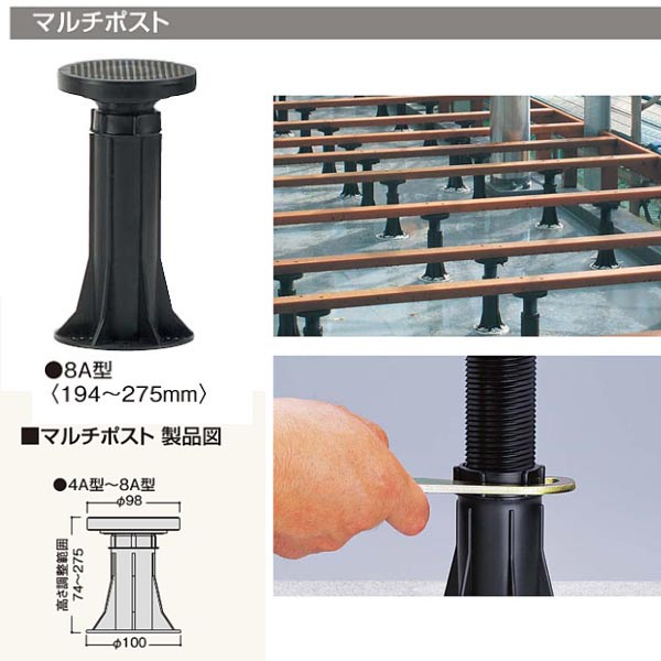 屋外という過酷な自然環境での使用に耐える、安心の耐候性樹脂製束柱。 ●オール樹脂化で高耐水性を実現し、腐朽はありません。 ●屋外使用を考慮、長期間設計圧縮耐荷重を維持できる耐候性樹脂製です。 ●リサイクルし易い設計です。 ●天面の樹脂台板が...