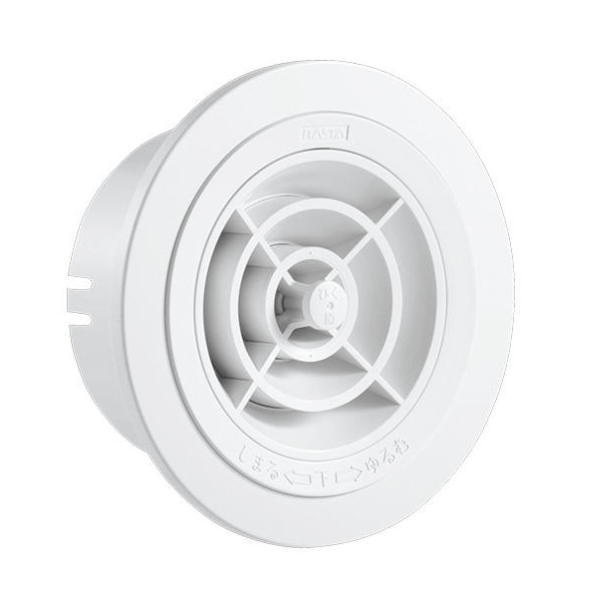 防虫網付。 屋外換気口に当社製品防火ダンパー付（バイメタル式）をご使用の場合、屋内換気口側からリセットできます。 材質：ASA樹脂 適用パイプ：SU100（内径φ100） 換気有効面積：26平方センチ 9.8Pa時通気量：33.5平米／時関...