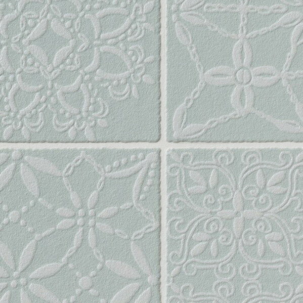 レースのようなクラシカルなパターンを合わせたタイル柄です。ウレタンコート機能付きで水まわりにもおすすめ。 機能:日本工業規格JIS適合品です。 壁紙工業会により制定された、自主安全規格の基準をクリアしている商品です。 表層にウレタンコートを...