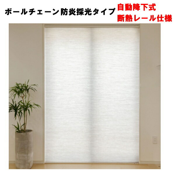 ダブルハニカム（蜂の巣）構造のスクリーンが二重の空気層を作り断熱効果を発揮します。 1回コードを引くと自動でスクリーンが広がる自動降下式です。 ●ボールチェーンタイプ ・輪になったコードを引いて開閉するシステムです。 ※自動降下式は製品の仕...