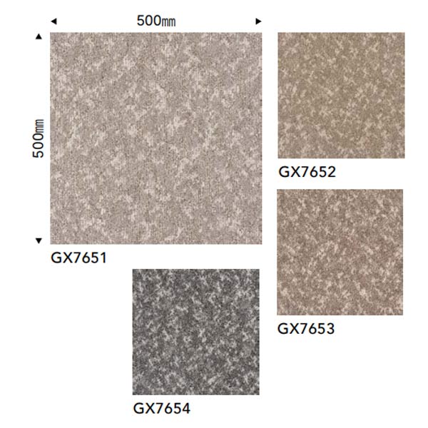 花崗岩からインスピレーションを得たデザイン。 繊細な質感と洗練された色彩は、上質な空間を演出します。 パイル：BCFナイロン100％（原着ナイロン） バッキング：塩ビ樹脂＋ガラス繊維布 全厚：10mm（H7.5mm〜L2.5mmカット＆ルー...