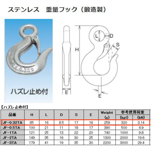 【 ご注意 】 ※表記寸法には多少の公差があります。ご了承下さい。 ※使用荷重は参考値ですので、使用状況・環境によって変動します。また、試験データーがご入用の際は、別途ご請求ください。（実費） ※予告なしに仕様を変更する場合がございます。ご...