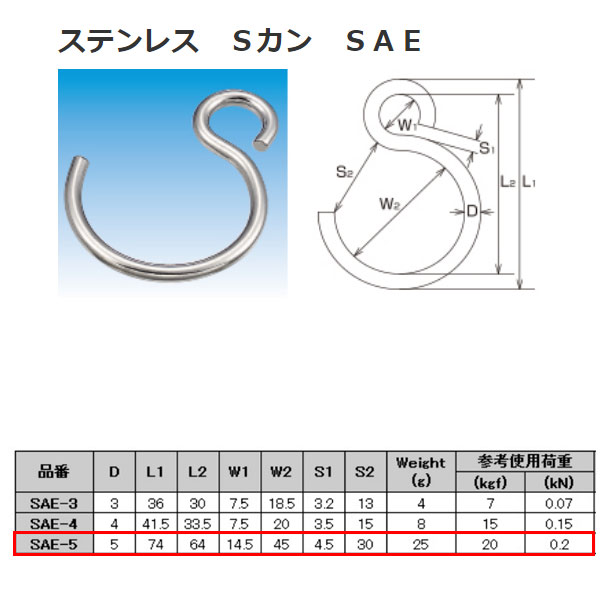 【 ご注意 】 ※表記寸法には多少の公差があります。ご了承下さい。 ※使用荷重は参考値ですので、使用状況・環境によって変動します。また、試験データーがご入用の際は、別途ご請求ください。（実費） ※予告なしに仕様を変更する場合がございます。ご...
