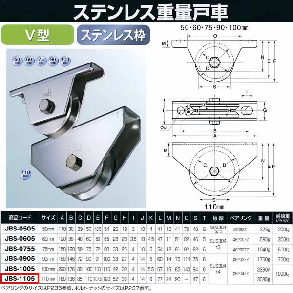 用途 　門扉、工場、出入口用扉、各種倉庫など 特長 　高級機械用ベアリングを使用していますので耐久性に優れています。 付属品：ボルト、ナット●仕様・寸法・デザインについては予告なく変更されることがあります。 ●画像はイメージです。代表画像を...
