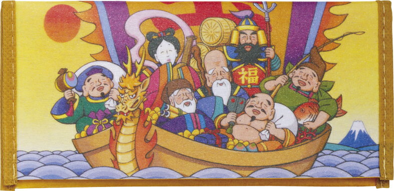 ※ご注意 こちらの商品は50個単位で注文して下さい。 ☆メディアでも紹介された華やかな七福神で、開運パワーをゲットしましょう。 ●商品サイズ／開き時　約19.5×18×3cm 　　　　　　　　　　2つ折時　約19.8×8.9×6cm ●1個...