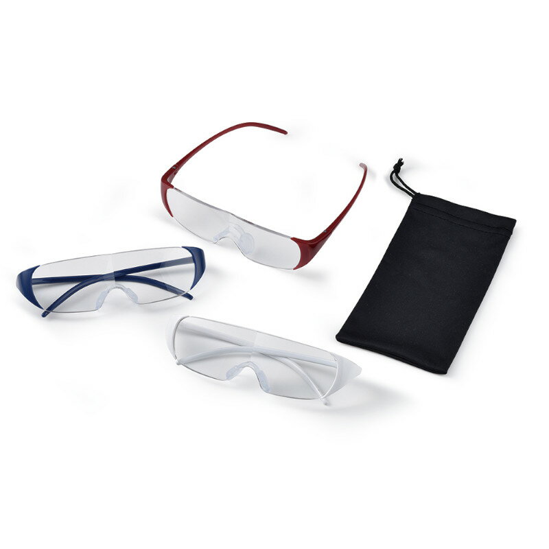 ★眼鏡のように掛けるルーペで両手が使え、作業するのに便利。重ね掛けもできます。 ●商品サイズ／40×145×155mm ●素材／PC ●個装形態／箱入 　　　　箱サイズ／52×158×48mm ●備考／メガネ拭き袋付／倍率1.6倍 　　意匠...