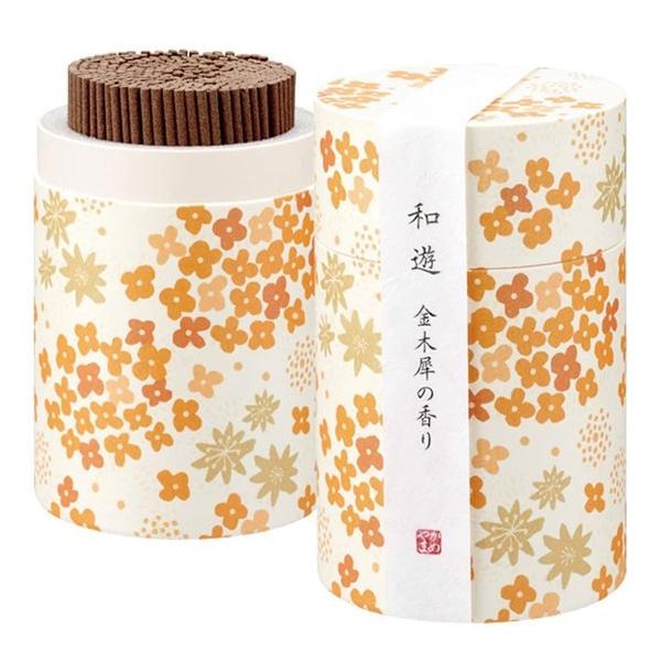 お香としても使える現代的な香りの線香（和遊シリーズ）です。 秋の少し冷たくなってきた空気にふわりと香る金木犀（キンモクセイ）。どこか「懐かしさ」を呼び起こす香り。 日々の暮らしに遊び心と和心を。 いつもの暮らしの中に「さりげなく」「ちょっと...