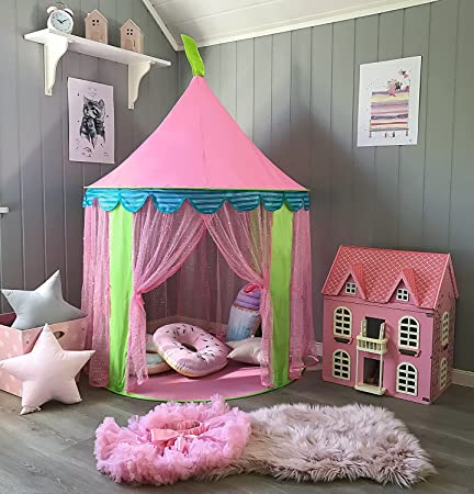 【プレゼントにも】自由的に遊んだり、本を読んだり、休憩したり、自由に使用できます。子供たちに豊かな想像力を促進し、創造力を強化します。クリスマス、誕生日のプレゼントなどとしても最適です。 【安心デザイン】きらきらするカーテンが開閉し、自分だ...