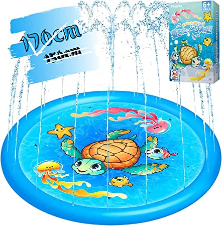 【噴水マット ミニ水鉄砲×2付き】 直径約170cmの大空間+強力な噴水+水玉模様。芝生やお庭などで思う存分たっぷり遊べる噴水プールです。 【空気入れ不要 噴水調整可能】ホースを接続するだけ、水遊びの季節に大活躍の噴水マットです。 厚度0....