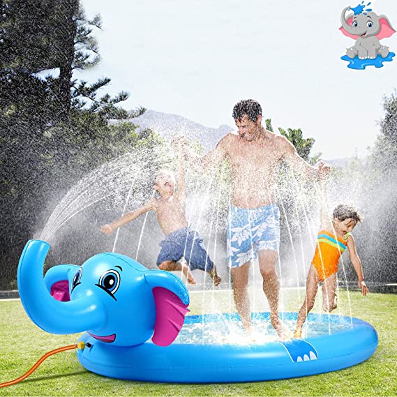 【安全素材】 スプラッシュパッドは厳格にテストされ、認定されています。環境に優しいPVCで作っており、刺激的なプラスチック臭がなく無毒で、BPAおよびフタル酸エステルを含みません。家族皆で夏の素敵な思い出を作りましょう。 【噴水高度調節可能...