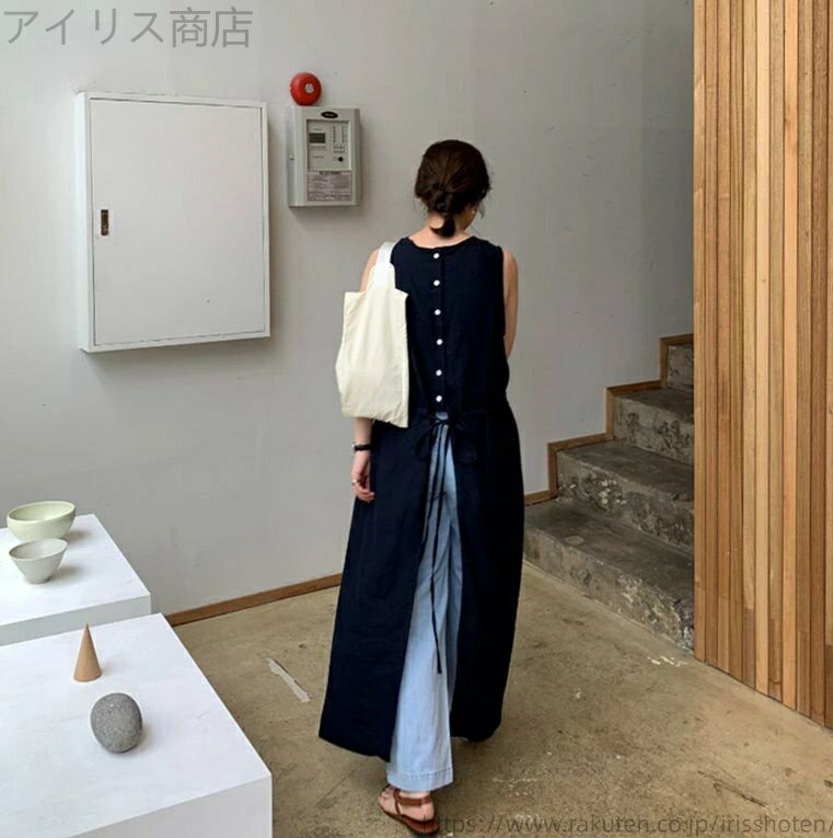 ワンピース風トップス♡フェミニンなワンピース風レイヤードスタイルが楽しめるトップス♪ウエストリボンでウエストマークできるのでメリハリも出せます◎【カラー】ネイビー【サイズ】S、M、L、XL S 着丈118cm　バスト94cm　...