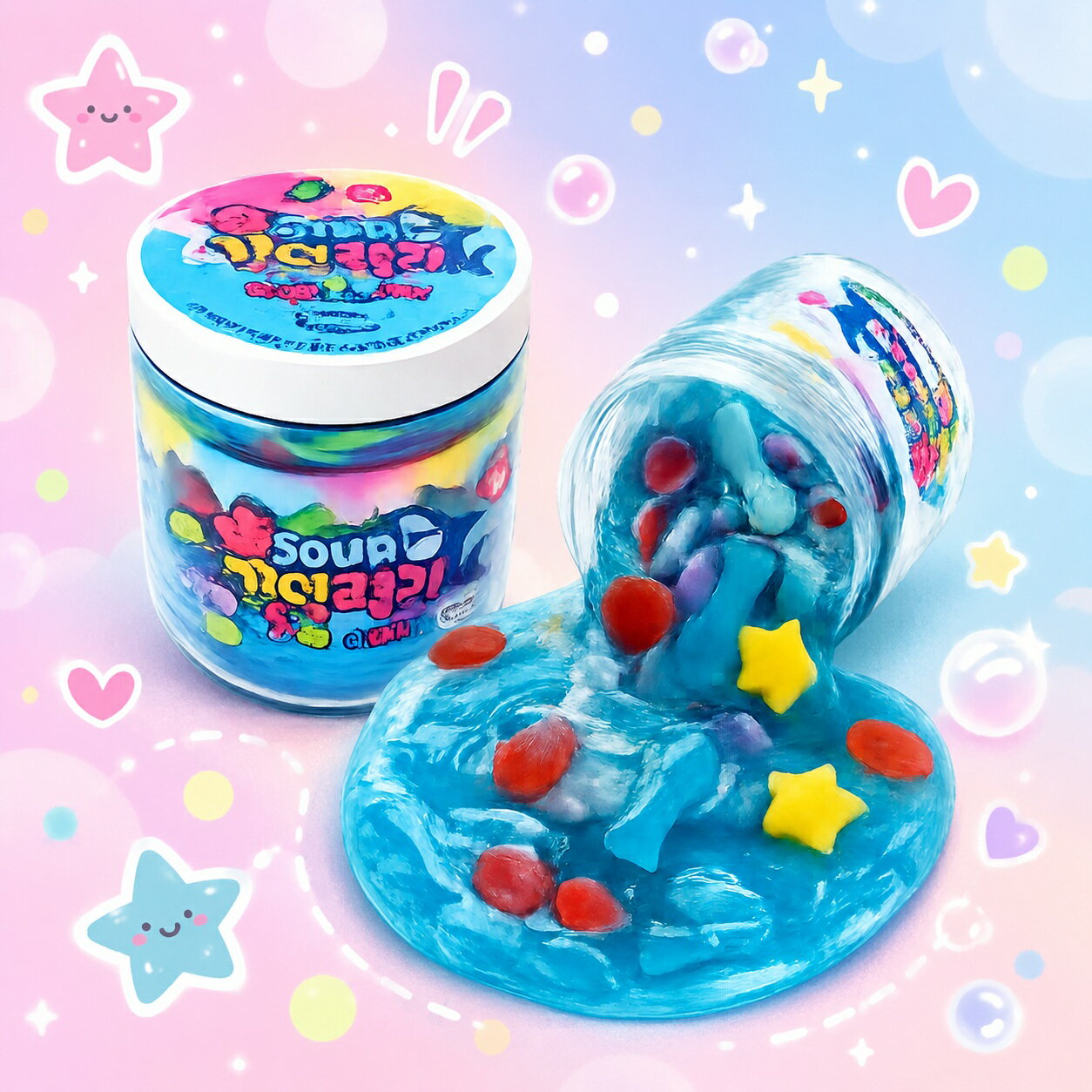 芸能人等の間でも話題沸騰中！！ GOOEY グミ（グーイーグミ）」は、韓国風の“のび〜る・もちもち”食感が特徴のお菓子です。 見た目はスライムみたいにトロっとしていますが、中に星・貝・サメ型のグミが入っていて、遊びながら食べることができます...
