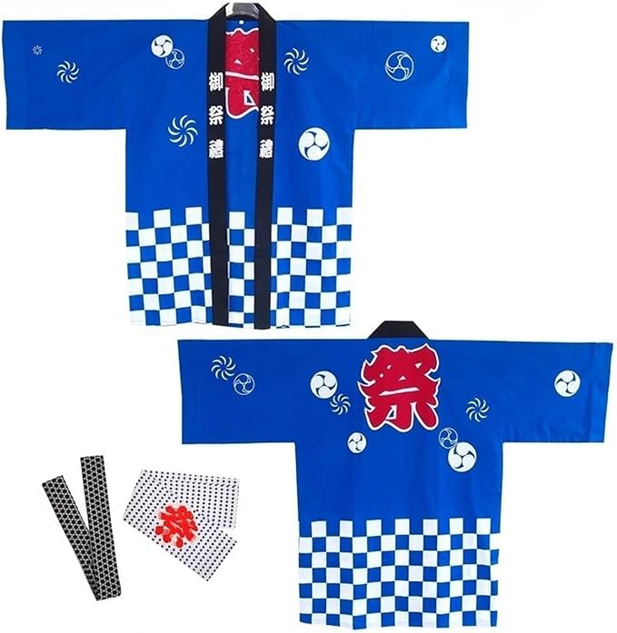 【定番デザイン】：夏祭り、学院祭、市場などのにぎやかなイベントのために使用される服装です。背中に大きいの「祭」の文字と装飾の和風模様は、祭りの雰囲気に合わせて、伝統的な風情を作り出します。目を引く赤も、フレッシュな青も、お祭り感たっぷりです...