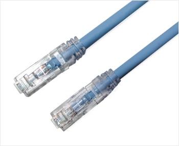 概要:Cat6A 細径UTPパッチコード 条長:7mモノ 外被色:8色（薄青・橙・緑・黄・青・赤・白・黒） コネクタ:PANDUIT製品 結線:T568B結線 ブーツ:透明（一体型）Cat6A LANケーブル UTPケーブル