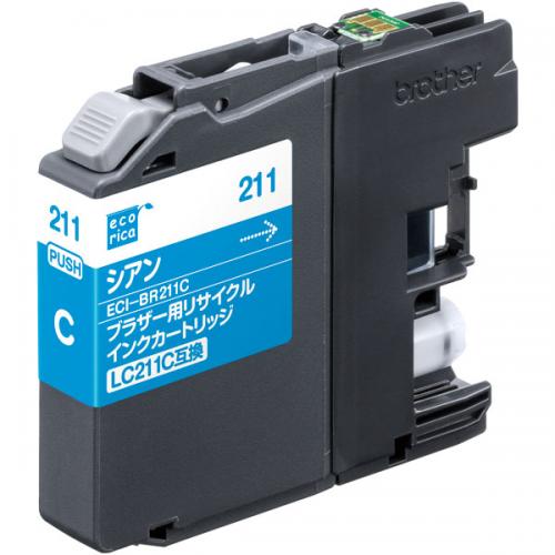 型番:ECI-BR211CJANコード:4562451400816■対応カートリッジ:ブラザーLC211C ■カラー:シアン(染料) ■対応機種:DCP-J562N、DCP-J762N、DCP-J962N、DCP-J963N、MFC-J73...