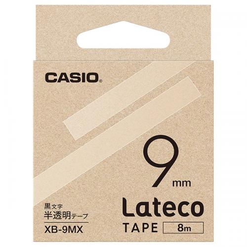 型番:XB-9MXJANコード:4549526700651Lateco用テープカートリッジ　テープ（8m）　半透明に黒文字　幅9mm