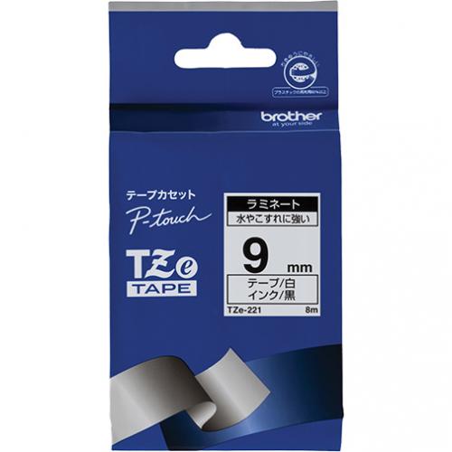 型番:TZe-221JANコード:4977766701839●ブラザー純正　ピータッチ専用ラミネートテープ●テープ幅：9mm●テープ色：白●文字色：黒●テープ長さ：8m