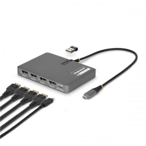 型番:QUAD-USB-DP-ADAPTJANコード:0065030915908●USB-C 4画面対応 4K 60Hzビデオアダプターです。●1本のUSB-C接続でノートパソコンから4台の4K 60Hz DisplayPortモニターを拡...