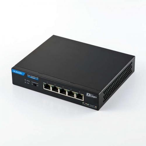 型番:EHC-X05MA-HBJANコード:4549550420747■デスク設置も可能な省スペース筐体を採用した、全ポート10Gbps対応の5ポートスイッチングハブです。 ■伝送速度:10Gbps(10GBASE-T)、5Gbps(5GB...