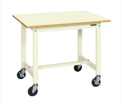 ●外寸：W900×D750×H740mm●均等耐荷重：200kg●質量：21kg●カラー：アイボリー●天板種類：ポリエステル天板●天板カラー：アイボリー●天板厚：21mm●キャスター：100φゴム車●直進安定金具を標準装備●座り作業用