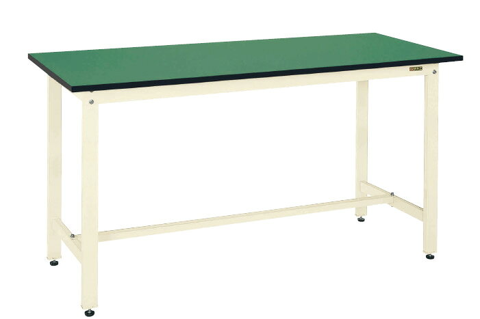 ●外寸：W1800×D900×H900mm●均等耐荷重：350kg●質量：44kg●カラー：アイボリー●天板種類：改正RoHS指令対応サカエリューム天板●天板カラー：グリーン●天板厚：21mm●アジャスター：樹脂製　ネジ径M12×P1.75...
