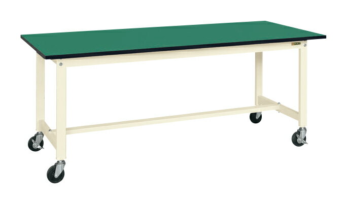 ●外寸：W1800×D600×H740mm●全高：740mm●本体色：アイボリー●耐荷重：200kg●質量：30kg●キャスター：100φゴム車●天板種類：サカエリューム(改正RoHS10物質対応)