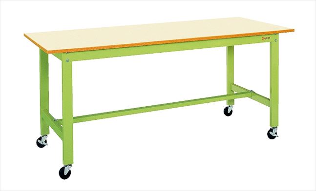 ●外寸：W1800×D900×H810mm●均等耐荷重：200kg●質量：38kg●本体色：グリーン●天板種類：ポリエステル天板●天板カラー：アイボリー●天板厚：21mm●キャスター：75φゴム車●直進安定金具を標準装備●立作業用●セット内...