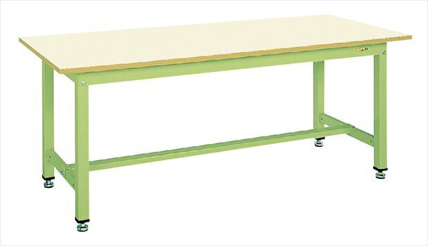 ●外寸：W900×D600×H740mm●均等耐荷重：800kg●質量：28kg●本体色：グリーン●天板種類：メラミン天板●天板カラー：アイボリー●天板厚：25mm●アジャスター：防振タイプ　ネジ径M16×P2.0●座り作業用