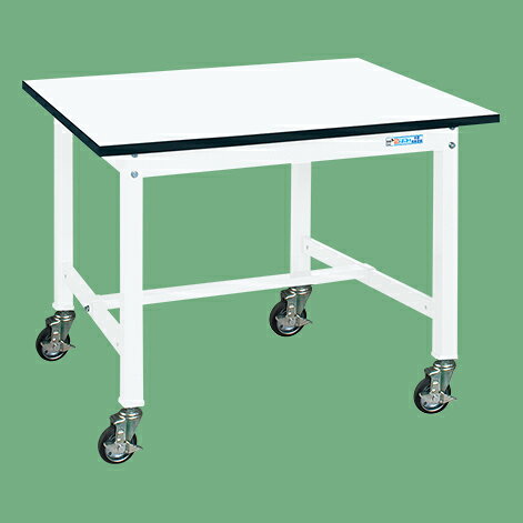 ●外寸：W900×D600×H825mm●本体色：パールホワイト●均等耐荷重：300kg●質量：32kg●天板サイズ：900×600×25mm●天板種類：メラミン●天板色：ホワイト●キャスター：100φゴム車●改正RoHS10物質対応●立作業用