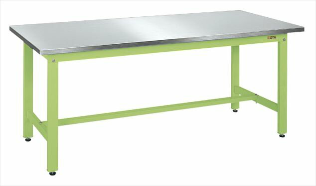 ●外寸：W1800×D750×H740mm●均等耐荷重：350kg●質量：37kg●カラー：グリーン（脚部）●天板サイズ：W1800×D750mm●天板種類：ステンレスカブセ天板（表面材質=SUS430、芯材=ハニカム）●天板厚：30mm●...