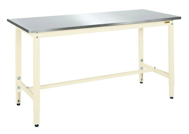 ●外寸：W1800×D750×H800〜1000mm●均等耐荷重：200kg●質量：46kg●カラー：アイボリー（脚部）●天板サイズ：W1800×D750mm●天板種類：ステンレスカブセ天板（表面材質=SUS430、芯材=ハニカム）●天板厚...