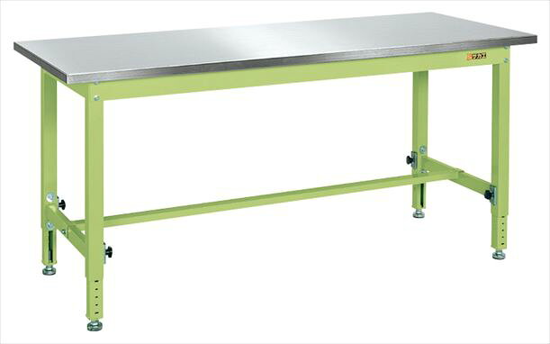 ●外寸：W1800×D900×H740mm●均等耐荷重：400kg●質量：53kg●カラー：グリーン（脚部）●天板サイズ：W1800×D900mm●天板種類：ステンレス天板(材質=SUS304)●天板厚：30mm●アジャスター：樹脂製　ネジ...