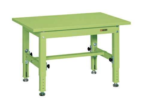 ●外寸：W1200×D600×H500〜650mm●本体色：サカエグリーン●均等耐荷重：400kg●質量：38kg●天板サイズ：1200×600×25mm●天板種類：スチール天板●天板色：グリーン●天板厚：25mm●アジャスター：防振タイプ...