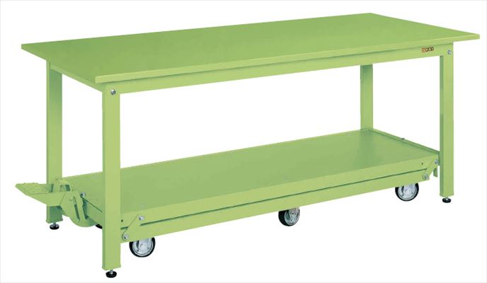 ●外寸：W1500×D750×H740mm●均等耐荷重：350kg（移動時250kg／昇降は250kgまで可能）●カラー：サカエグリーン●質量：66kg●天板サイズ：1500×750×25mm●天板種類：スチール天板●天板カラー：グリーン●...