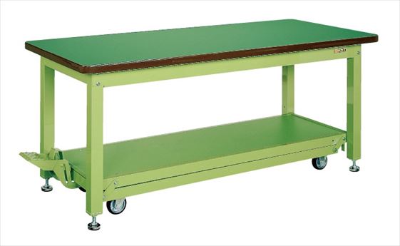 ●外寸：W1800×D800×H740mm●均等耐荷重：2000kg●均等耐荷重（移動時・昇降時）：250kg●カラー：サカエグリーン●質量：114kg●天板サイズ：1800×800×38mm●天板種類：サカエリューム天板●天板カラー：グリ...