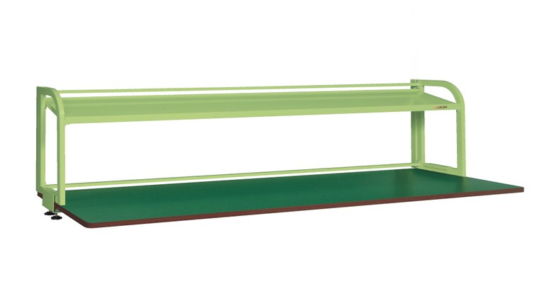 ●外寸：W1500×D350×H600mm●均等耐荷重：80kg●カラー：サカエグリーン●質量：22kg●段数：1段●棚板は、1枚まで追加できます。（別途購入が必要です）