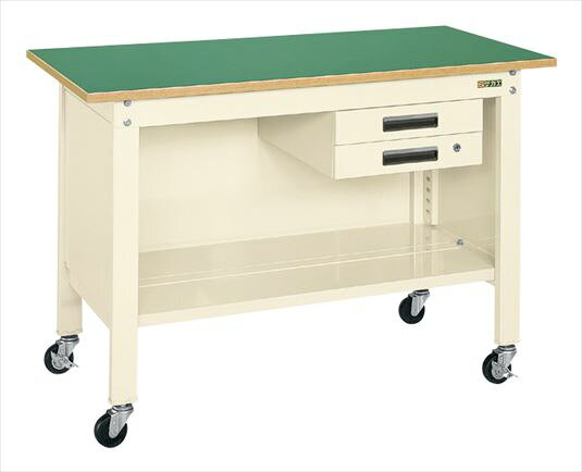 ●外寸：W1200×D600×H810mm●内寸：W930×D448×H440mm●均等耐荷重：150kg●カラー：アイボリー●質量：40kg●天板サイズ：1200×600×21mm●天板種類：サカエリューム天板●天板カラー：グリーン●キャ...