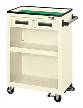 ●外寸：W605×D405×H880mm●カラー：アイボリー●均等耐荷重：150kg●質量：33kg●キャスター：75φゴム車（自在2個、固定2個）●引出し内寸：W209×D292×H68mm●セット内容（付属品）：マット付