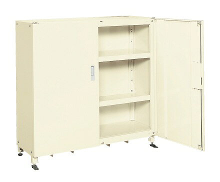 ●外寸：W1220×D450×H1200mm●カラー：アイボリー●質量：95kg●スチール扉●棚板内形寸法：W1215×D384mm●棚板は50mmピッチで段替え可能です。●セット内容（付属品）：棚板2枚付（皿型・フラット型変更可能）、第4...