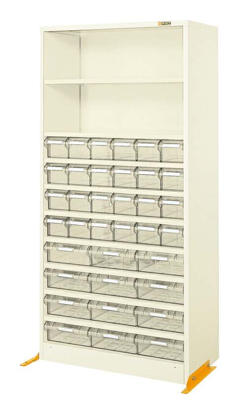●外寸：W842×D450×H1760mm●均等耐荷重（棚板1段当り）：60kg●カラー：アイボリー●質量：83kg●セット内容（付属品）：ボックス＝HK-145T 24ヶ、HK-245T 12ヶ付　転倒防止脚付（KH-TBA)●改正RoH...