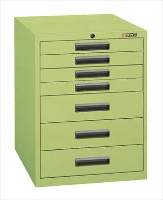 ●外寸：W500×D550×H650mm●カラー：サカエグリーン●質量：50kg●H57：4段、H115：3段●セット内容（付属品）：各引出しにパーティション2枚、デバイダー6枚付